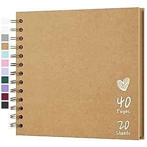 Hiwhy Scrapbook 7x7 Inch DIY Scrapbook Album Hardcover Kraft Paper Scrap Book Photo Albums 20 Sheets Memory Book for Family, Wedding