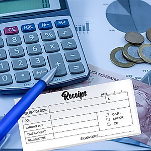 Ioffersuper 6 pcs Receipt Book,6 x 2.8 Inch, Carbon Duplicate Copies Receipt Book, Money/Rent Receipt Book, Cute Handheld Duplicate Copy Order Form for Craft Boutique Business (50 Sets per Book)