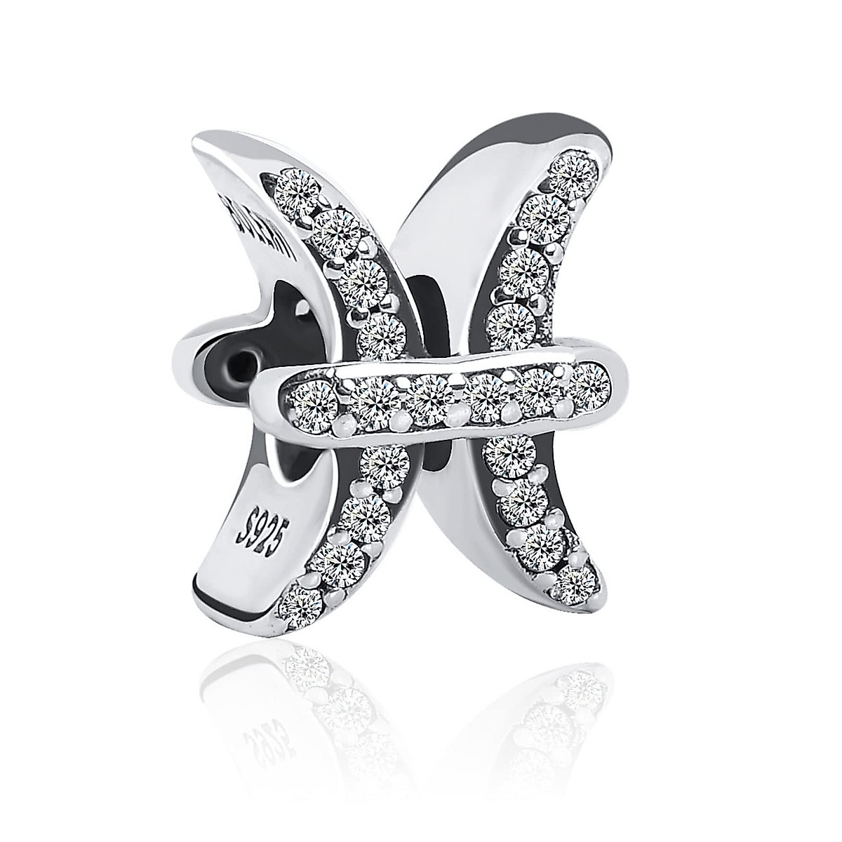 12 Zodiac Signs Birthday Constellations 925 Sterling Silver Charm Bead fits Pandora Bracelets & Necklaces & More (Pisces)