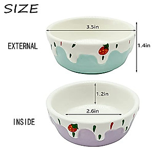 Hamster Food Bowl,Small Animals Ceramic Food Water Bowl Prevent Tipping Moving for Guinea Pig Rabbit Gerbil Chinchilla Hedgehog Rat (2 Pack) (- Color: Purple + Blue)