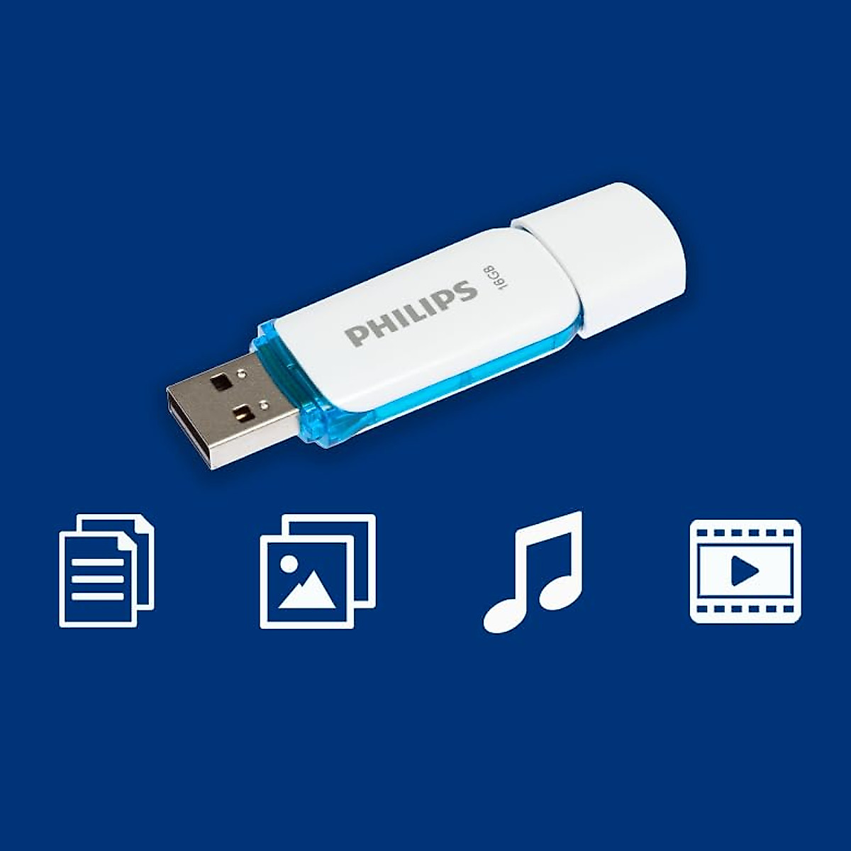 PHILIPS 16GB Flash Drive, Snow Edition USB 2.0 - White/Blue