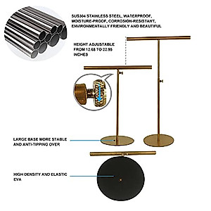 KURBAO Towel Rack T-Shape Hand Towel Stand for Bathroom, Kitchen or Vanity Towel Holder Stand, Towel Holder Standing SUS 304 Stainless Steel Height-Adjustable, Bath Hand Towel Bar Gold