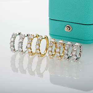 AnuClub Moissanite Hoop Earrings, 3cttw D Color Round Cut Earrings 18K Gold Plated Silver With GRA Certificate, Christmas Gift for Women (Size 2cm+White)