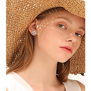 MDFUN Love Knot Earrings 18K White Gold Plated Flower Stud Earrings for Women Cubic Zirconia Earrings