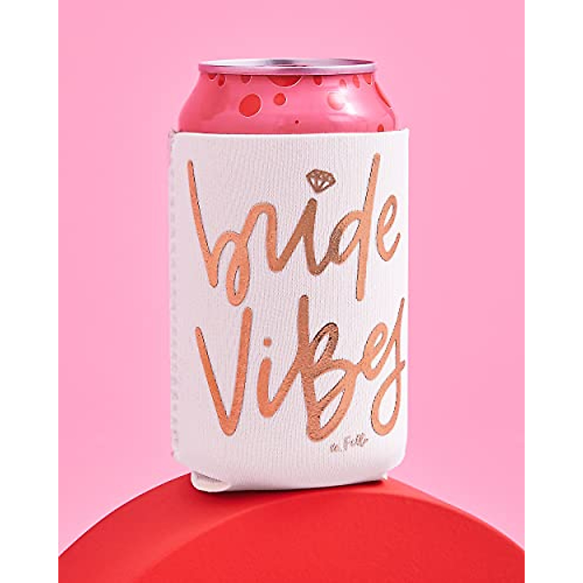 xo, Fetti Bachelorette Party Bride Vibes Can Cooler - White + Rose Gold, 10 Count | Neoprene Holder, Drink Sleeve,Bridal Shower, Engagement Party Decoration and Bride To Be Gift