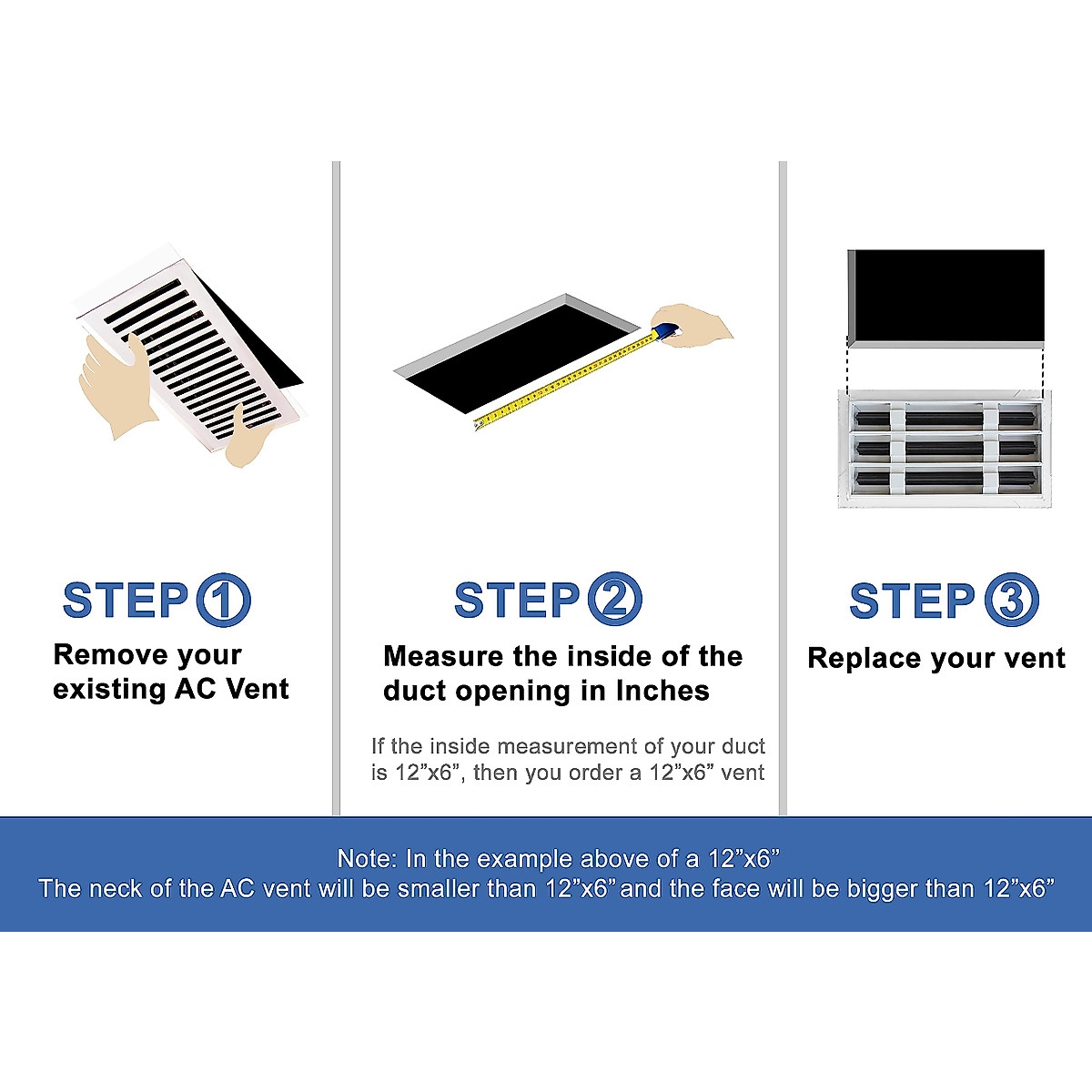 BUILDMART - 8x6 Modern AC Vent Cover - Decorative White Air Vent - Standard Linear Slot Diffuser - Register Grille for Ceiling, Walls & Floors - Texas Buildmart