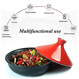 Moroccan tagine Pot Small tagine Bowl Round Ceramic Casserole Clay Pot with lid Heat-Resistant hot Pot earthen Pot