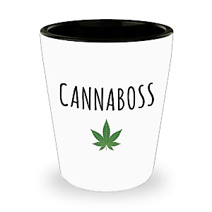HollyWood & Twine Weed Leaf Ceramic Shot Glass Cannabis Marijuana Grower Gift New Dispensary Owner Gifts CBD Oil Stoner Gift