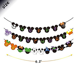 Mickey Minnie Halloween Happy Birthday Banner Cake Topper for Mickey Mouse Minnie Mouse Theme Halloween Birthday Party Decorations