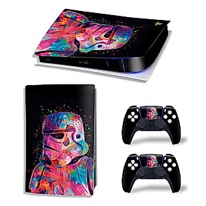 PS5 Console and DualSense Controller Skin Vinyl Sticker Decal Cover, Suitable for Playstation 5 Digital Edition Console and Controller, Durable, Scratch-Resistant, Disk Version (Stormtrooper[7146])