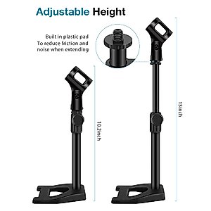 InnoGear Desktop Microphone Stand, Mic Stand Desk Table with Weighted Base Shock Mount Mic Clip 3/8" to 5/8" Adapter Adjustable Height for Hyper X QuadCast Fifine K669B AT2020 Shure SM58 PGA48