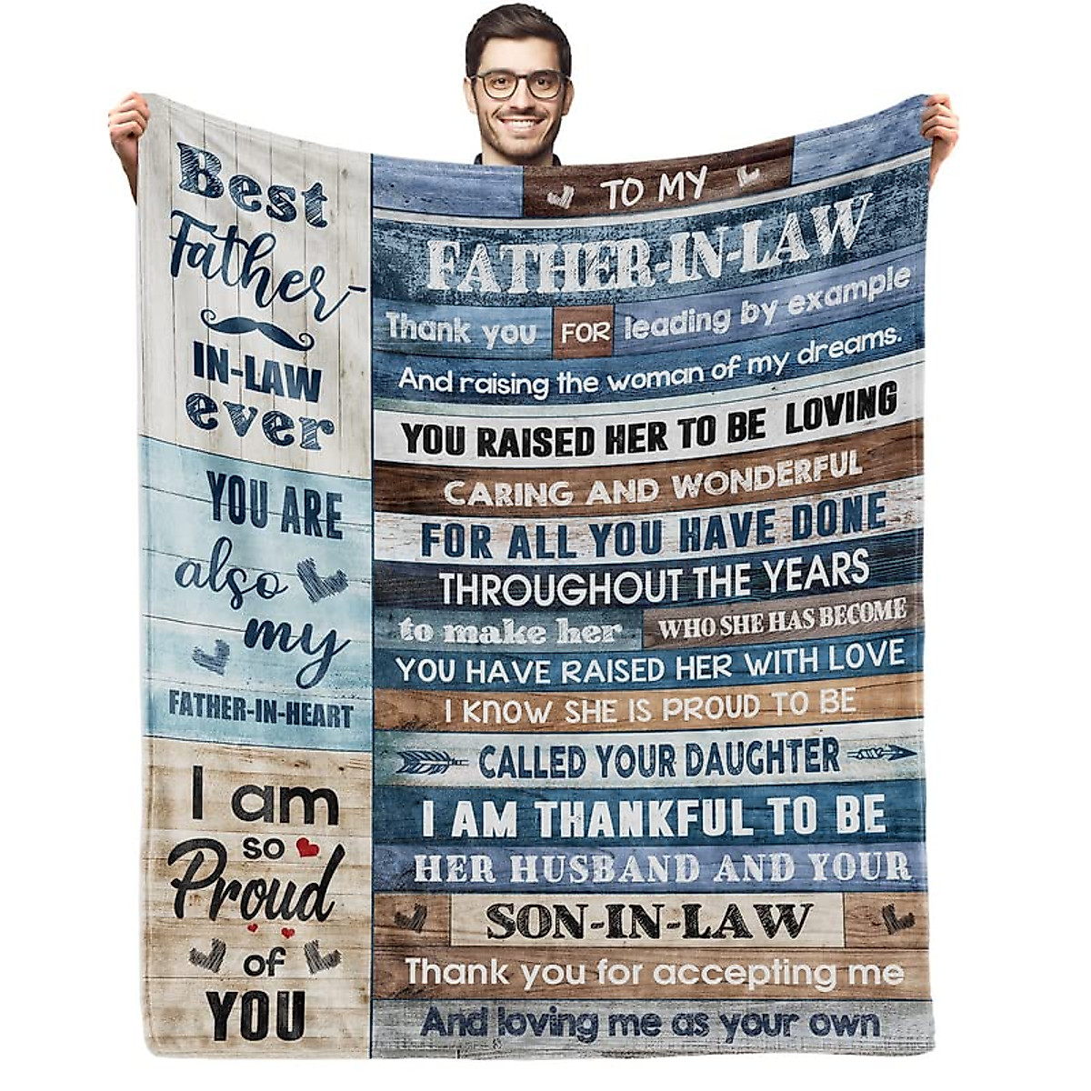 Merry Carve Father in Law Gift from Son in Law Birthday Gifts for Father in Law Throw Blanket to My Father of The Bride Gifts Christmas Father Day for Father in Law from Son in Law 60"*50"