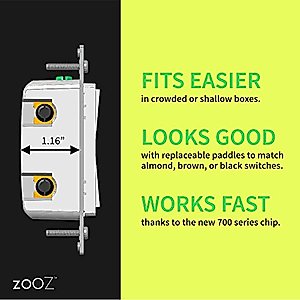 Zooz 700 Series Z-Wave Plus On/Off Switch ZEN71, White | Direct 3-Way (No Add-On Switch Needed) | Z-Wave Hub Required