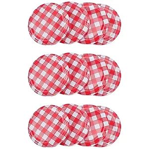 Lurrose 40pcs Mason Jar Lid Checkered Canning Lids for Wide Mouth Jars Regular Canning Lids Four Wide Mouth Food Jar Canning Lids Regular Honey Container Lid Jam Automatic Iron Sealing Cap