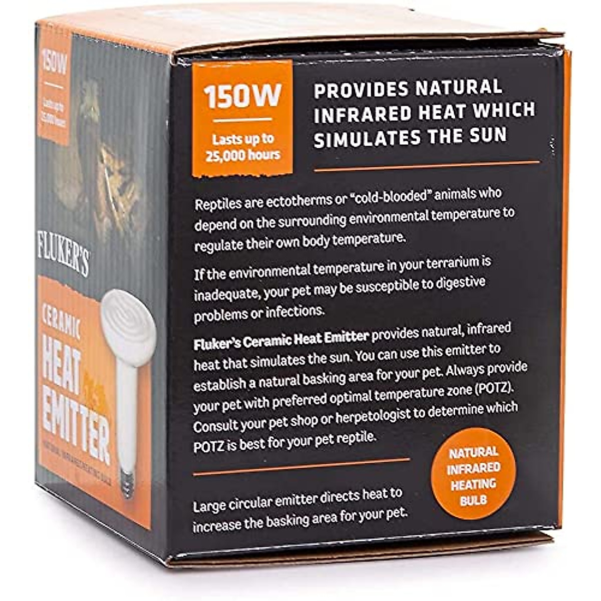 Fluker's Ceramic Heat Emitter for Reptiles 150W - Includes Attached DBDPet Pro-Tip Guide
