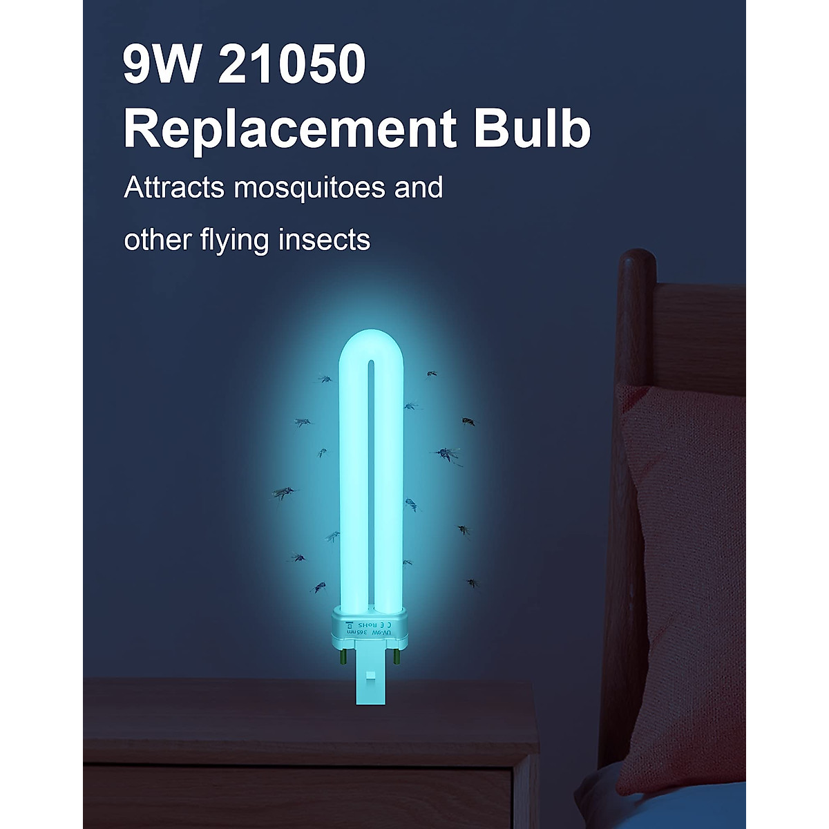 4 Pack 21050 9W Replacement Bulbs Compatible with Dynatrap DT3009 DT3019 DT3039 Indoor Insect Mosquito Trap