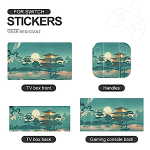 Japanese Anime Palace Moon Lotus Pond Stickers Protective Film Sticker Personalized Full Wrap Sticker Compatible with Nintendo Switch