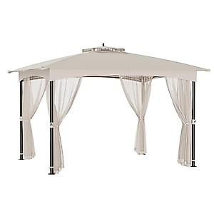 LATTOY Metal Patio Gazebo 10'x12' Waterproof Canopy Shelter with Double Roof and Steel Frame pergola Instant Shade Canopy Tent with Mosquito Nettings for Patio,Garden,Yard