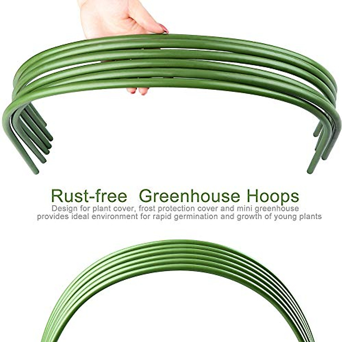 Greenhouse Hoops,Plastic Coated Hoops with Steel Inside Rust-Free Grow Tunnel Tunnel Support Hoops for Garden Fabric,19.7"x19.7"/6-Pack
