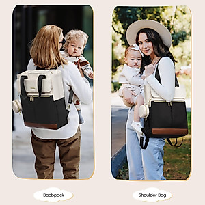 LOVEVOOK Diaper Bag Backpack with Insulated Pockets, Changing Pad, Pacifier Case - Anti-Theft Travel Bag for Women