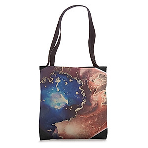 Dusty Rose & Blue Modern Art Alcohol Ink Distressed Pattern Tote Bag