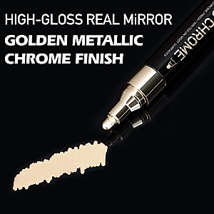 ZEYAR Liquid Gold Chrome Paint Marker, DIY Shiny Gold Marker Pen for any surface, Golden Metallic High-gloss display, Dual tips: Extra Fine and Medium Point (0.7mm & 2mm Sized Tips) (1)