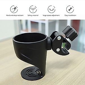 Stroller Cup Holder, Universal Wheelchair Cup Holder, Bike Cup Holder with Adjustable Clip, Baby Bottle Holder for Walkers Scooters