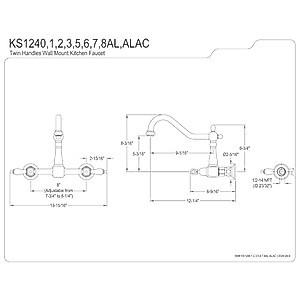 Kingston Brass KS124ALAC Heritage Bridge Kitchen Faucet, Antique Copper