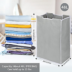 3 Bag Laundry Sorter Replacement Bags, Augot Large Hamper Cart Removable Replacement Bags with 6Pcs Carry Handle, Laundry Organizer Storage Replacement Bags 21“H×15“L×9”W （No Hangers ）