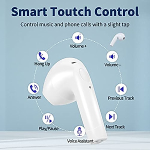 Wireless Ear Buds Bluetooth Headphones with Wireless Charging Case and LED Power Display Touch Control 30 Hrs Playtime Earphones HI-FI Stereo Earbuds with Built-in Mic for iPhone Android Samsung