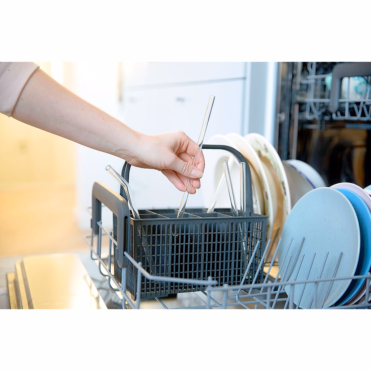 HALM Glass Straws - Birthday Party Edition - 6 Reusable Drinking Straws With Engraved Icons 20cm (8 in) - Birthday Present, Gift - Made in Germany - Dishwasher Safe - Eco-Friendly