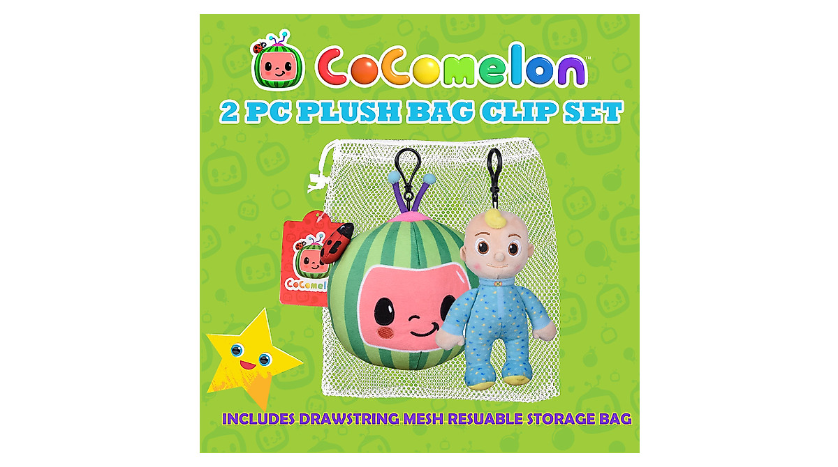 Cocomelon JJ & Watermelon Plush Bag Clips for Toddlers & Kids