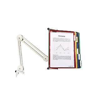 TARIFOLD Premium Desktop Reference System with Mounting Arm, 10 Double-Sided Display Pockets, Letter-Size, Assorted Colors (DA91)