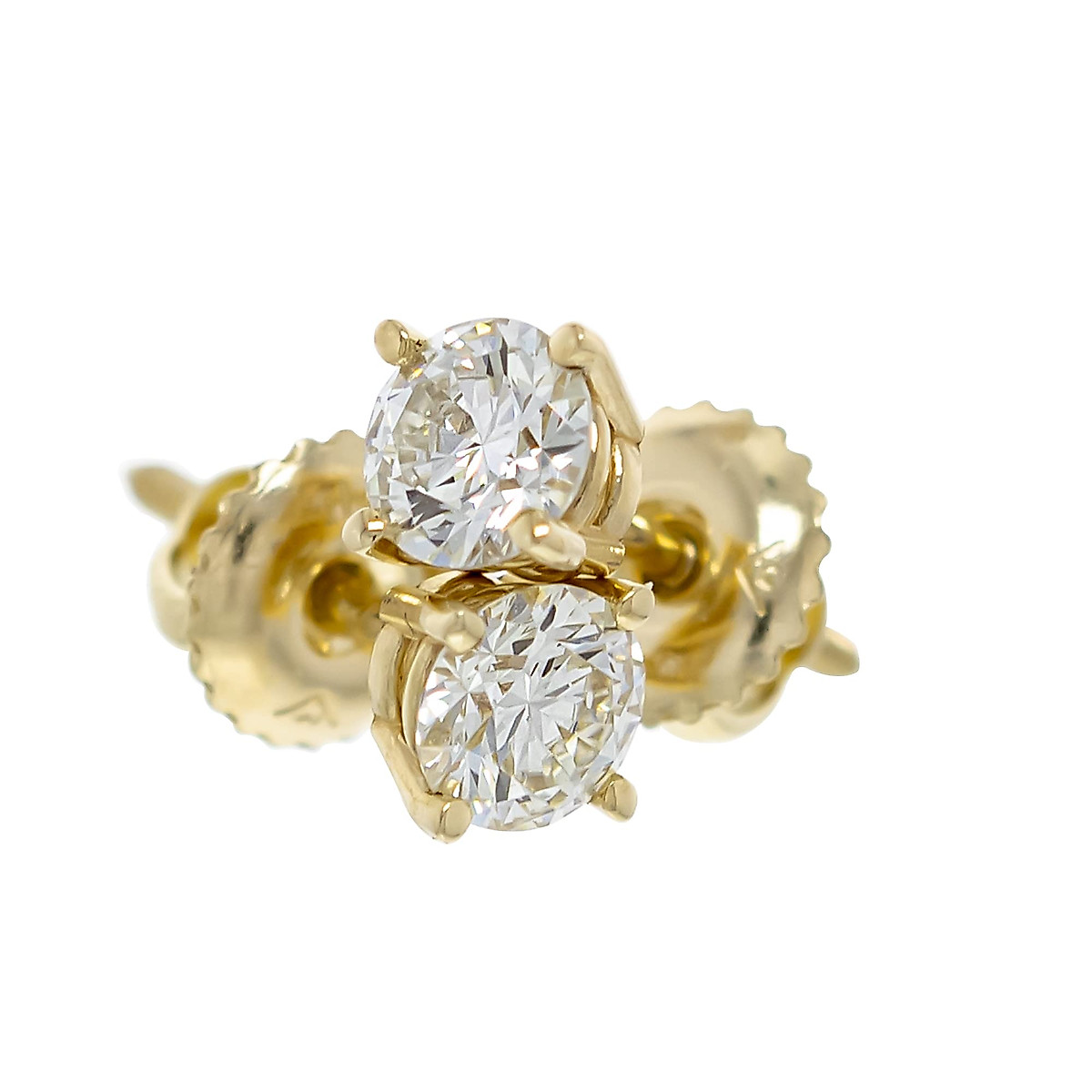 IGI Certified 1/2 Carat Lab-Created Diamond Stud Earrings 14kt Yellow Gold (0.50 cttw, H-J Color, VS2-SI1 Clarity)