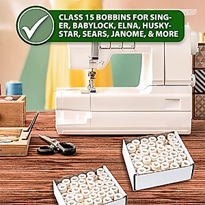 Mandala Crafts Pre-Wound Sewing Thread Bobbin Set for Singer Kenmore Bernina Brother Janome Sewing Machine Black 25 X 88 Yards