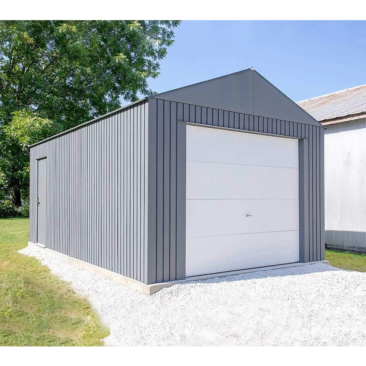 Sojag 12' x 30' Everest Galvalume Steel with Extra Tall Walls Garage Storage Building, Charcoal