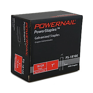 Powernail PS18100 18 Gauge 1/4 Inch Crown 1 Inch Length Chisel Point Narrow Crown Staple (Box of 5000)