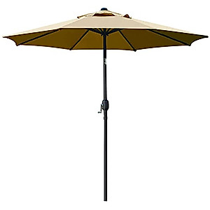 Sunnyglade 9' Patio Umbrella Outdoor Table Umbrella with 8 Sturdy Ribs (Tan)