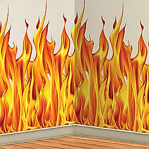 Beistle Plastic Flame Photo Backdrop - Burning Fire Photography Background