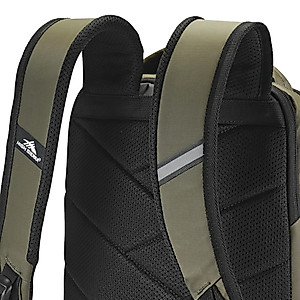 High Sierra Luna Polyester Large Storage Backpack with Grab Handle, 360 Degree Reflectivity, and Laptop Padded Pocket Sleeve, Olive & Black