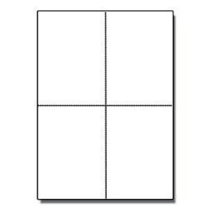 8-1/2 x 11 Blank Perforated Paper, 24# Paper Perforated in 4 pcs, 4 Per UP Page Perforated Paper - 500 Sheets/Ream, Item #1689