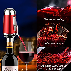 ADWSET Wine Aerator Wine Decanter, One Button Smart Wine Dispenser Wine Pourer Spout Best Wine Gifts for Wine Lovers(Wine red)