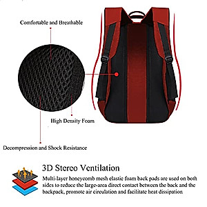 Vaupan Business Travel Laptop Backpack, Water Resistant College Computer Bag Gifts with USB Charging Port for Men & Women Fits 15.6 Inch Notebook (Deep Red)