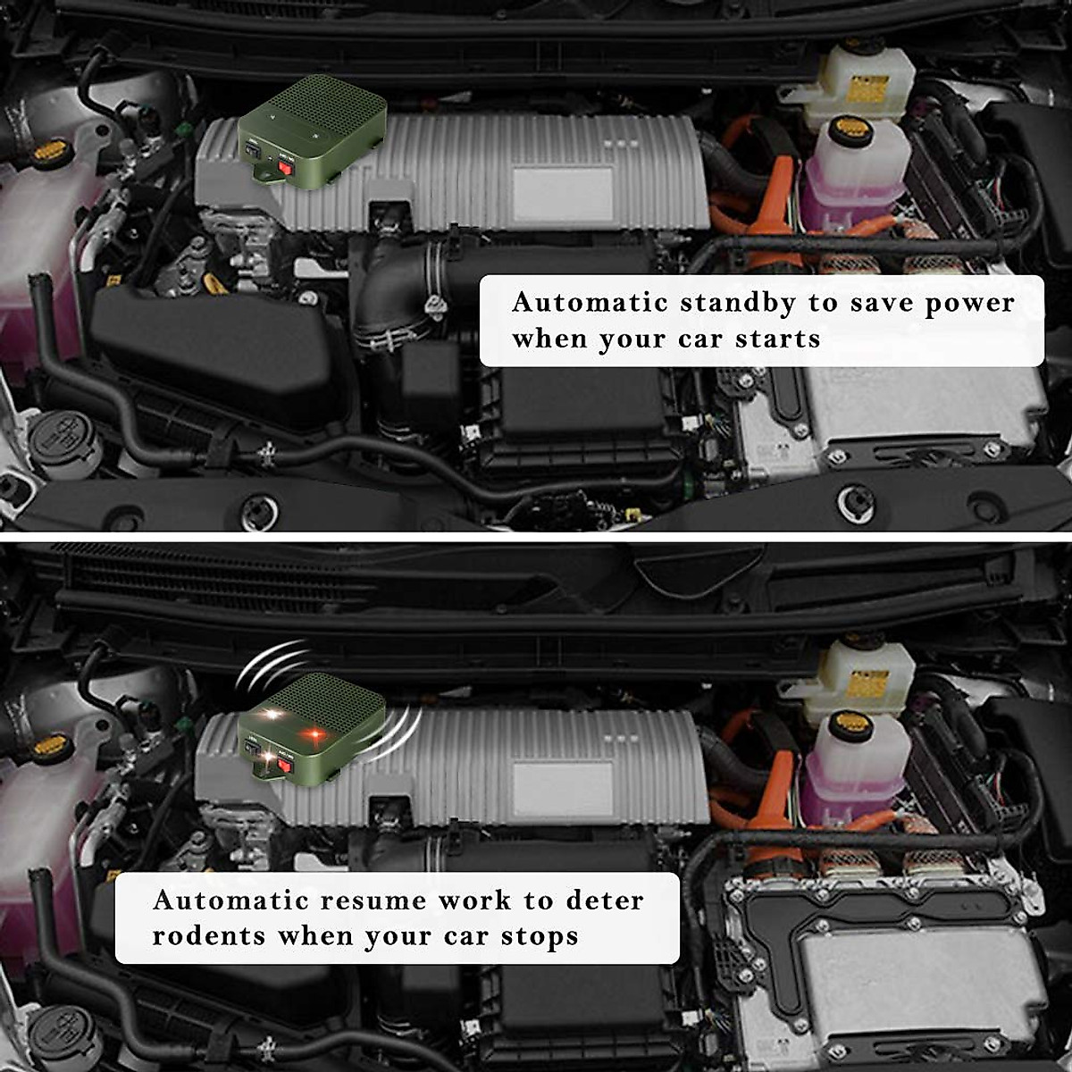 Glaobule Ultra Sonic Rodent Electronic Repellent for Cars Keep Rats Mice Away from Your Truck Garage Attic Warehouse Under Hood Animal Reducer Repeller Battery Operated 1 Pack