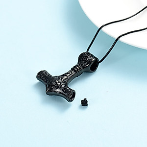mingkejw 2pcs Thor Hammer Urn Necklace for Ashes Cremation Jewelry for Women Men Stainless Steel Viking Memorial Necklaces Ash Holder for Human Pets Keepsake Jewelry for Loved Ones with Fill Tool