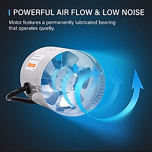 iPower 4 Inch Inline Booster Duct Fan 100 CFM HVAC Exhaust Ventilation Blower with Low Noise for Grow Tent, Basements, Bathrooms, Kitchens and Attics