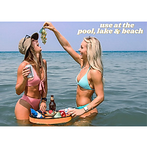 Polar Whale Floating Spa Hot Tub Bar Drink and Food Table Orange and Black Refreshment Tray for Pool or Beach Party Float Lounge Durable Foam 17 Inches Oval 7 Compartment