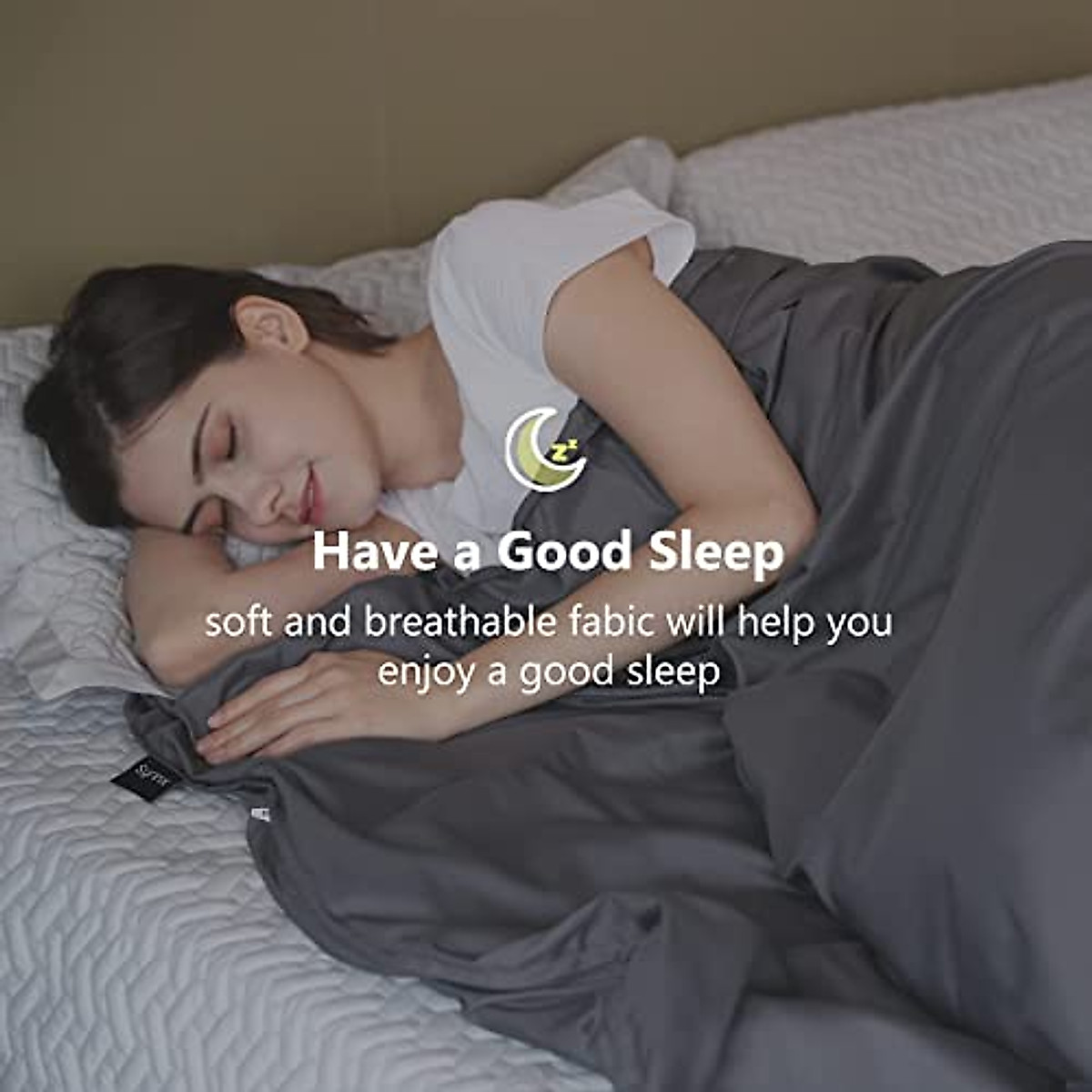 Syrinx Weighted Blanket Cover Cooling Queen Size 60"x80" Dark Grey (Comfortable and Breathable Fabric)