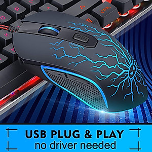 Gaming Keyboard and Mouse Combo, K1 LED Rainbow Backlit Keyboard with 104 Key for Computer/PC/Laptop