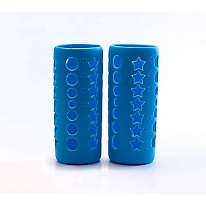 Silicone Glass Baby Bottle Cover by HNR - 2 Pack Blue